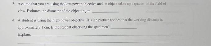 Solved 3. Assume that you are using the low-power objective | Chegg.com