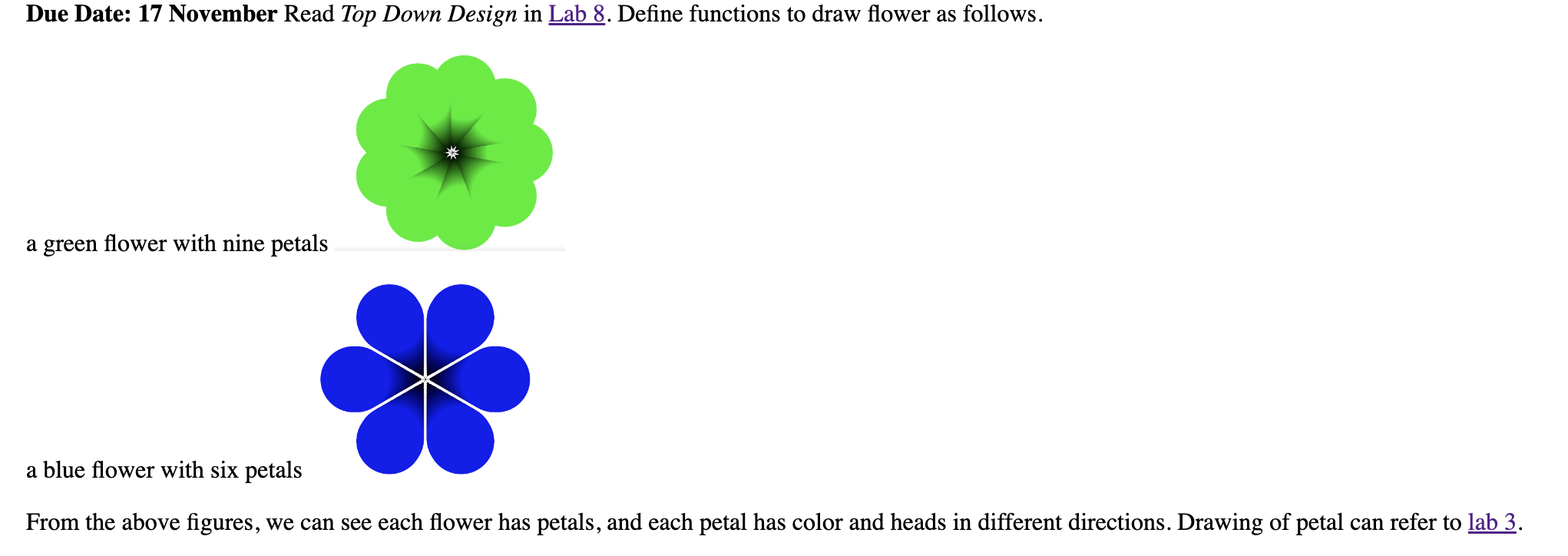 Solved A Green Flower With Nine Petals A Blue Flower With Chegg