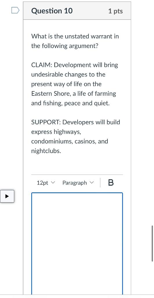 Solved What is the unstated warrant in the following | Chegg.com