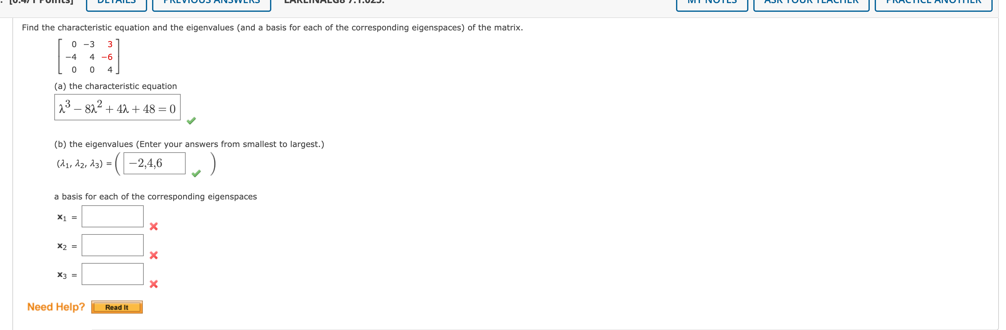 Solved Find the characteristic equation and the eigenvalues | Chegg.com