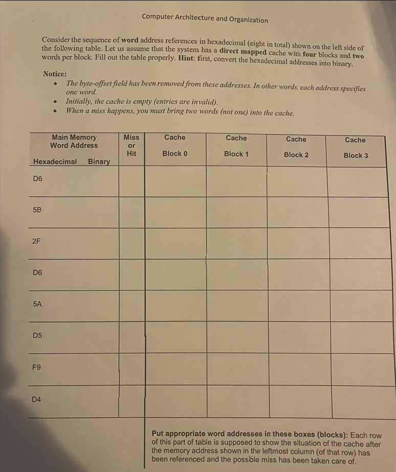 Solved Consider the sequence of word address references in | Chegg.com