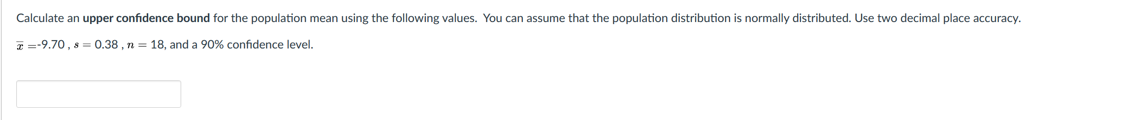 Solved Calculate an upper confidence bound for the | Chegg.com