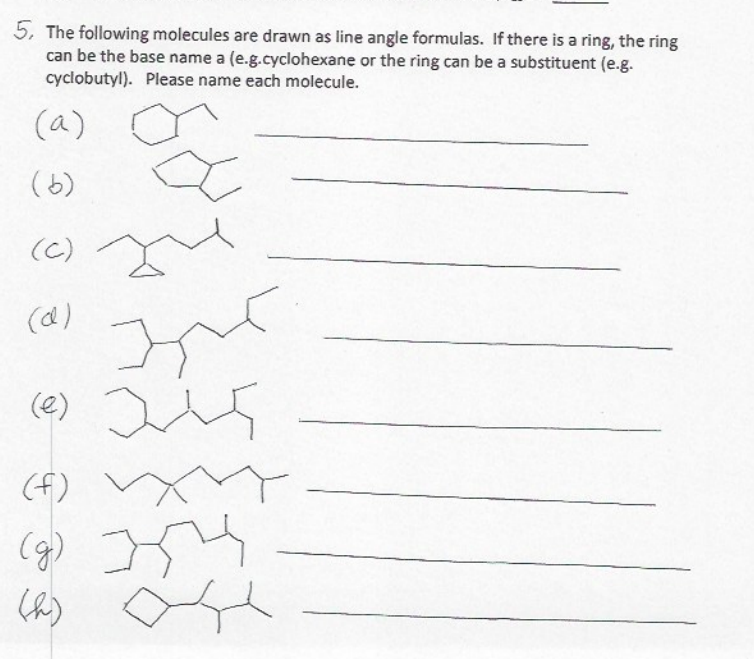 Solved 5. The following molecules are drawn as line angle | Chegg.com