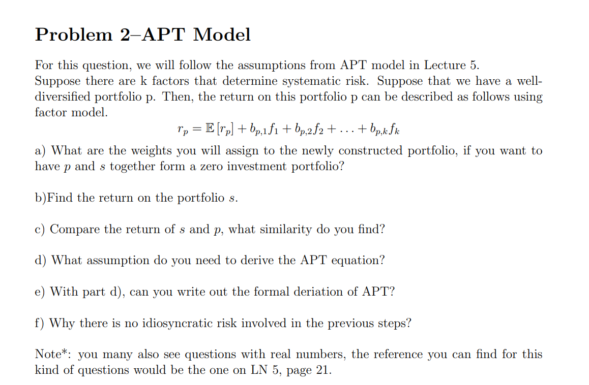 Problem 2-APT Model For this question, we will follow | Chegg.com