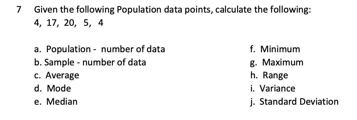 Solved 7 Given the following Population data points, | Chegg.com