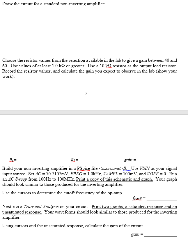 Solved Draw the circuit for a standard non-inverting | Chegg.com
