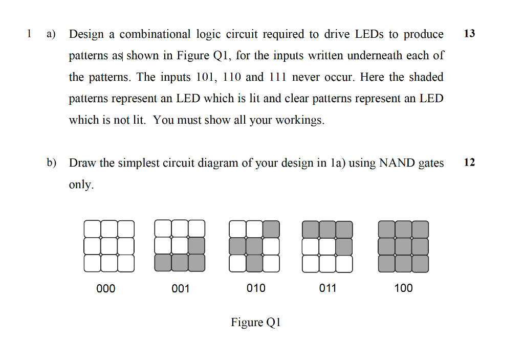 Solved 1 13 a) Design a combinational logic circuit required | Chegg.com