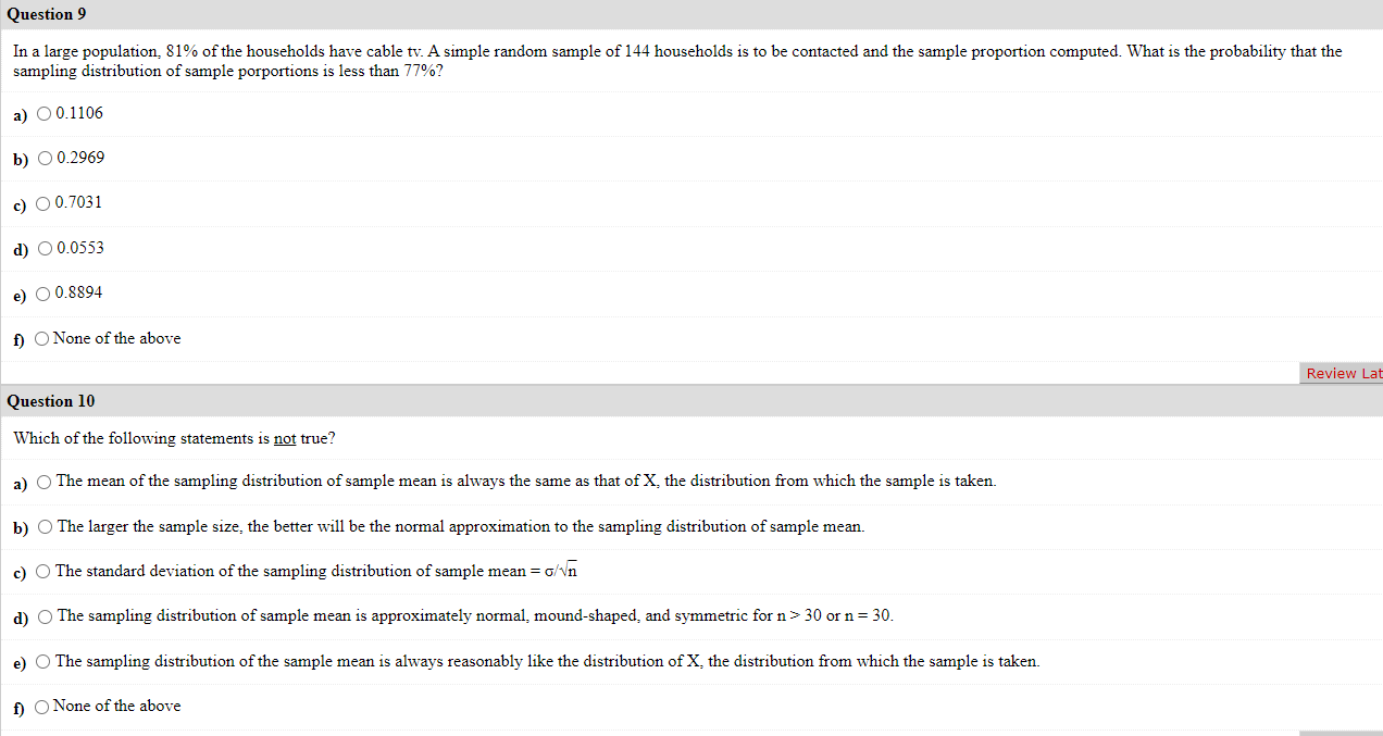Solved Question 9 In a large population, 81% of the | Chegg.com