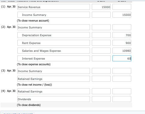 Solved Exercise 4-4 The adjusted trial balance columns of | Chegg.com
