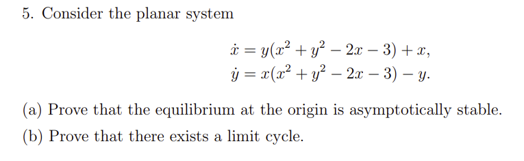 5. Consider the planar system | Chegg.com