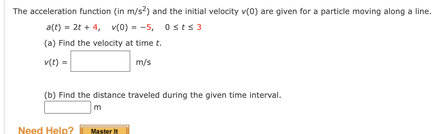 Solved The acceleration function (in ms2 ) ﻿and the initial | Chegg.com