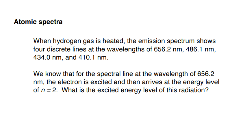 Solved When hydrogen gas is heated, the emission spectrum | Chegg.com