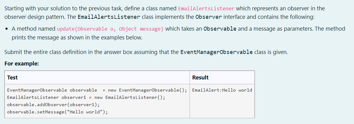 Solved We will use the Observer interface and Observable | Chegg.com