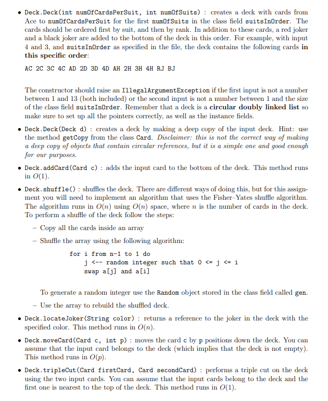 Solved Please Implement These Methods In Java Using The 