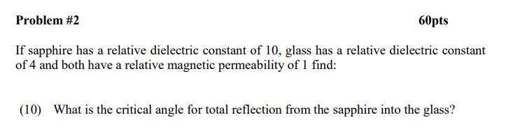 Solved If sapphire has a relative dielectric constant of 10 | Chegg.com