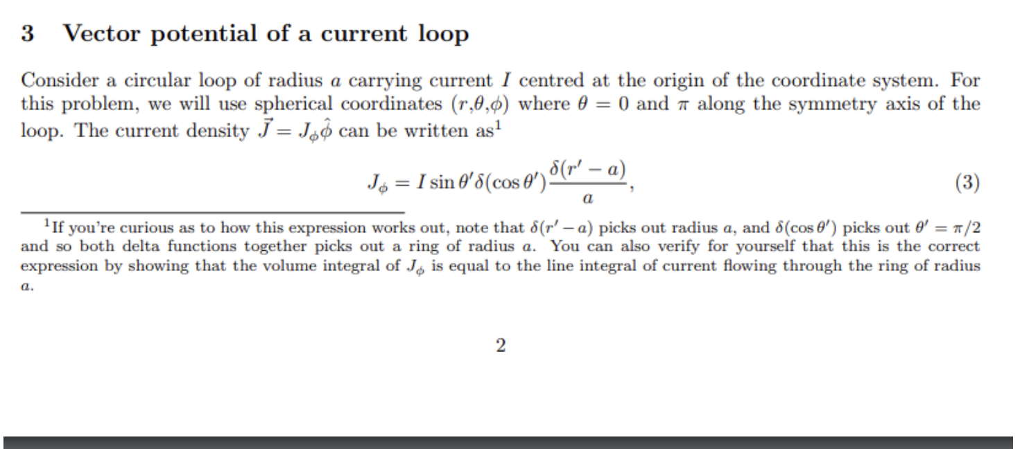 3 Vector potential of a current loop Consider a | Chegg.com