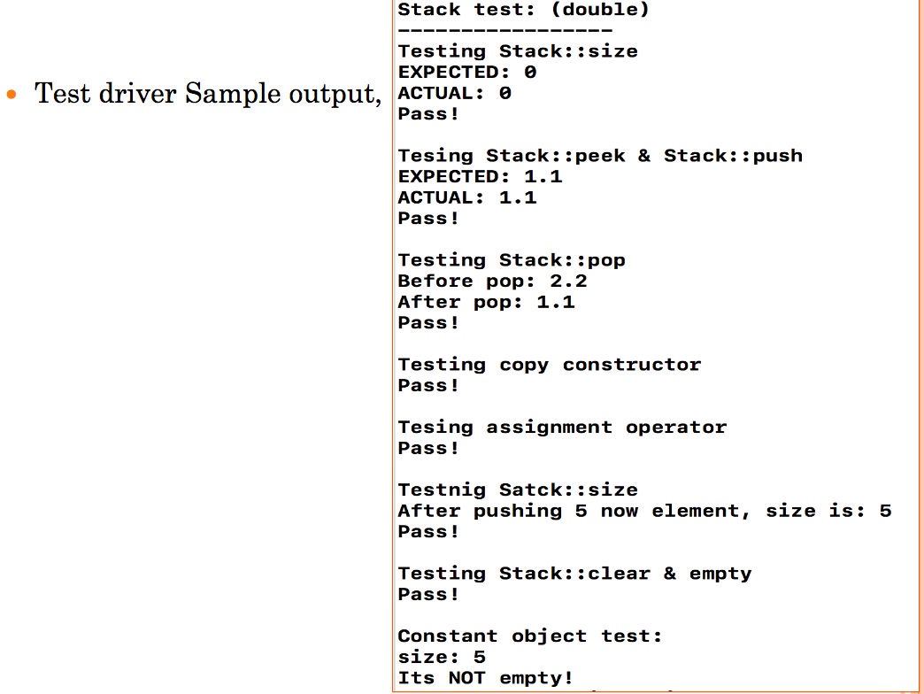 Solved Part 1: Developing And Testing A Stack Template Write | Chegg.com
