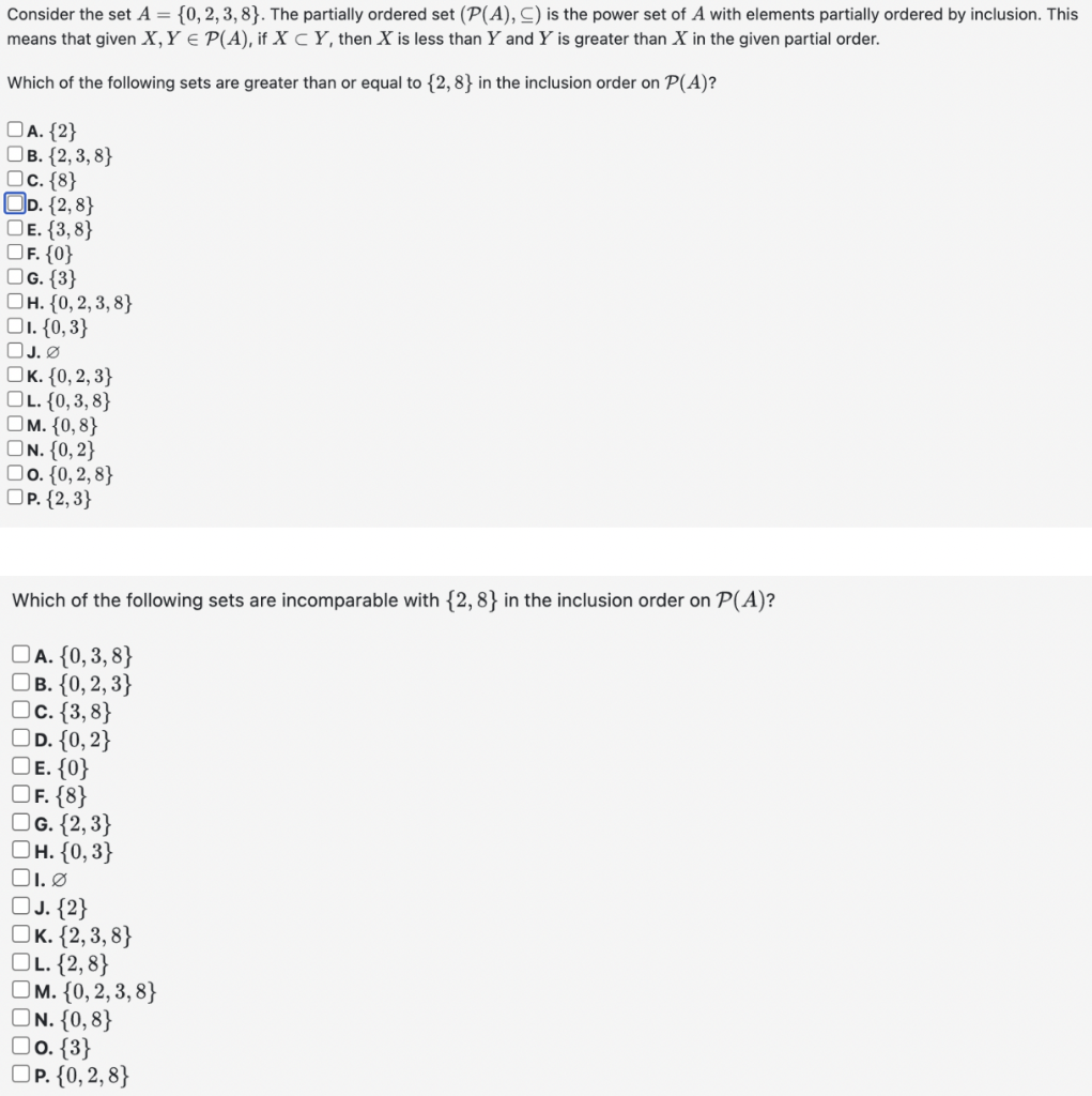 Solved Consider The Set A 0238 The Partially Ordered 