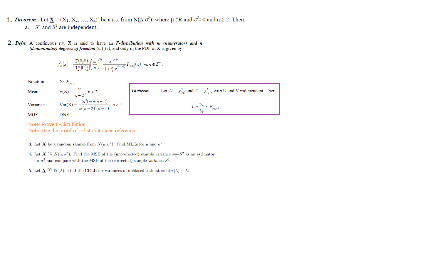 Solved 1. Theorem: Let X=(X1,X2,…,Xn) ' be a r.s. from | Chegg.com