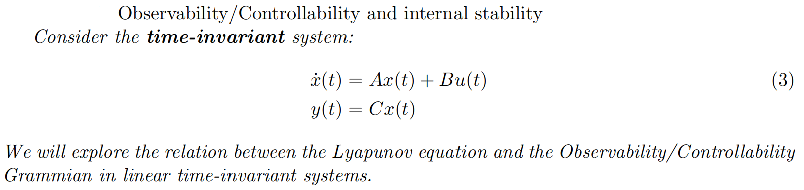 Observability/Controllability and internal stability | Chegg.com