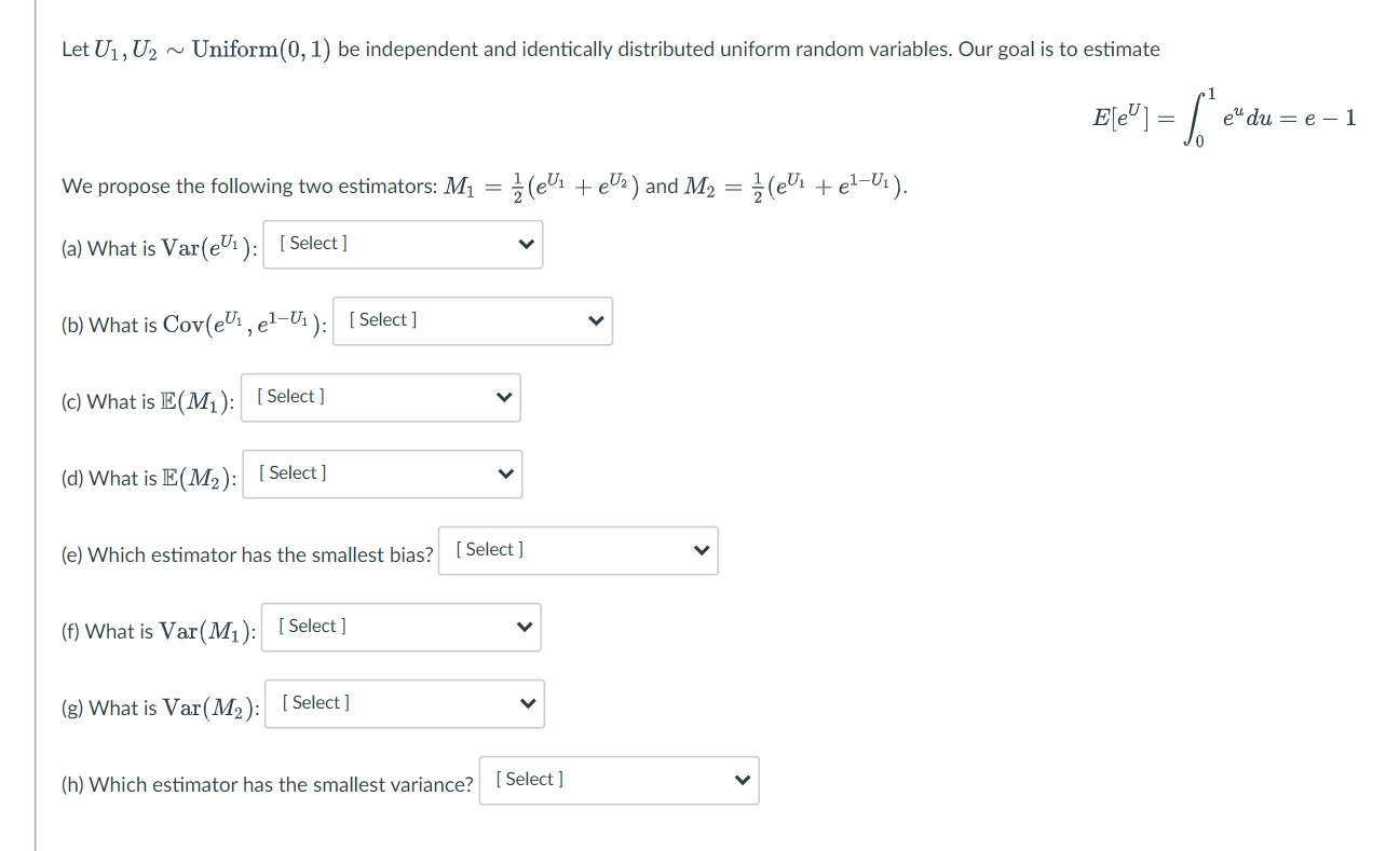 Solved Let U1,U2∼Uniform(0,1) be independent and identically | Chegg.com