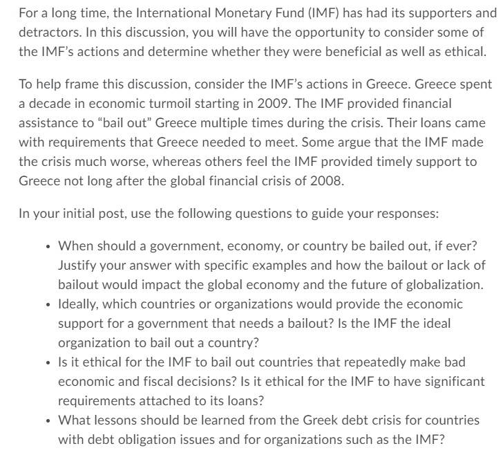 Solved For a long time, the International Monetary Fund | Chegg.com