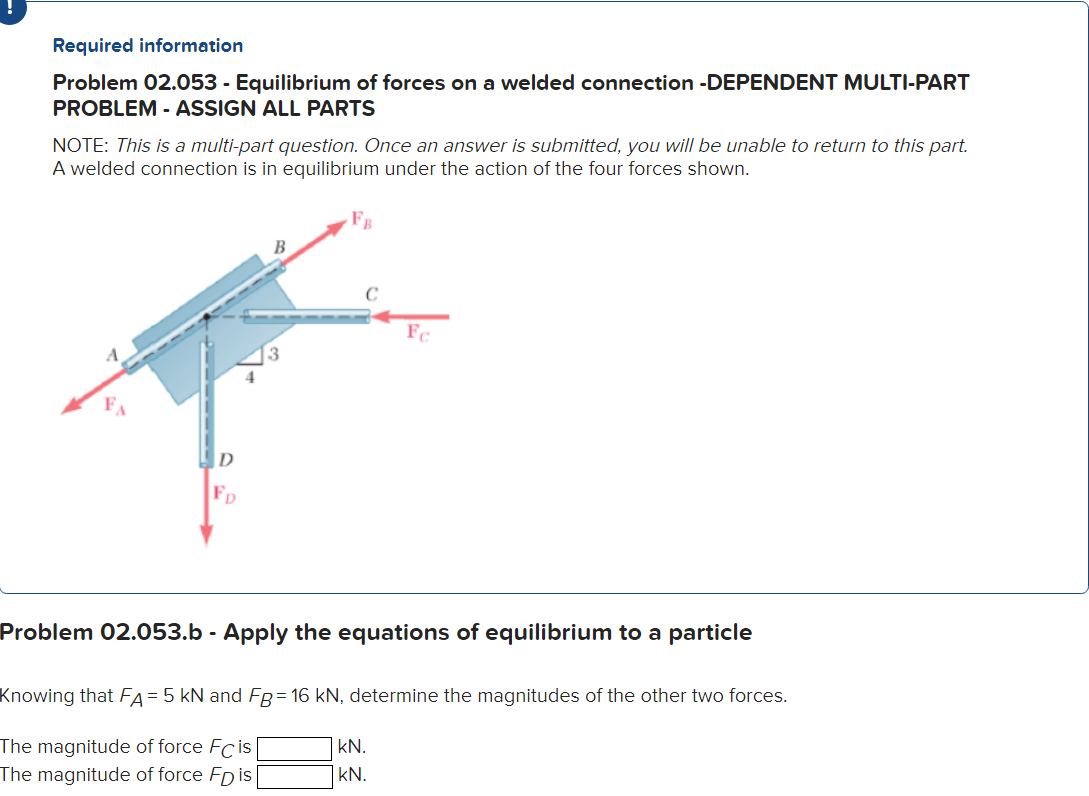 Solved Problem 02.053 - Equilibrium of forces on a welded | Chegg.com