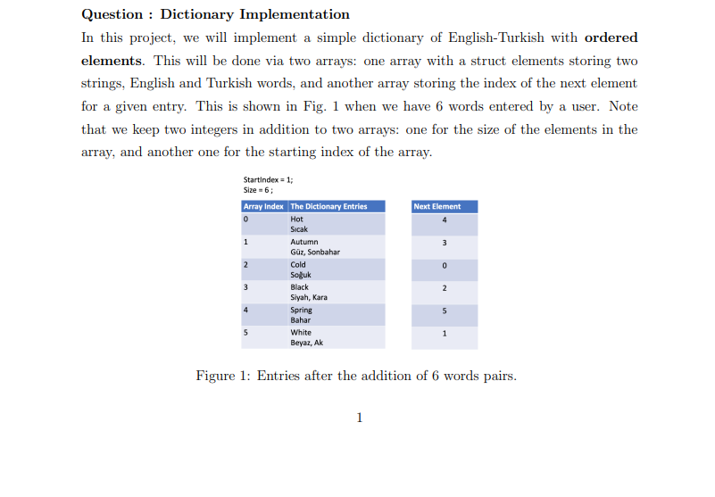 Solved Question : Dictionary Implementation In this project, | Chegg.com