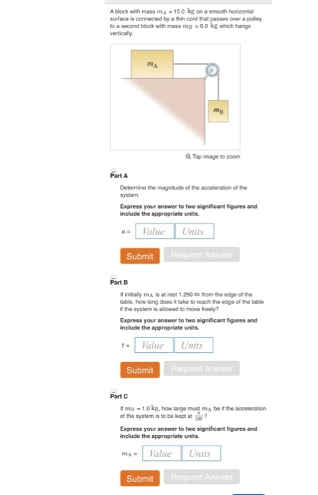 Solved A block with mass ma-15.0 kg on a smooth horizontal | Chegg.com