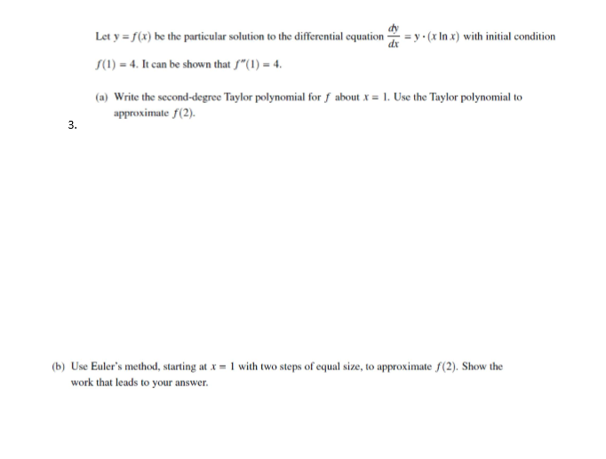 Solved Let y=f(x) be the particular solution to the | Chegg.com