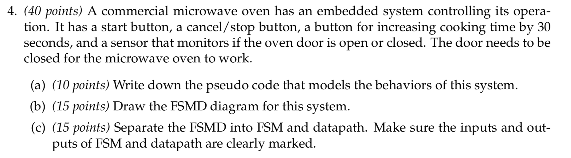Solved a a 4. (40 points) A commercial microwave oven has an | Chegg.com