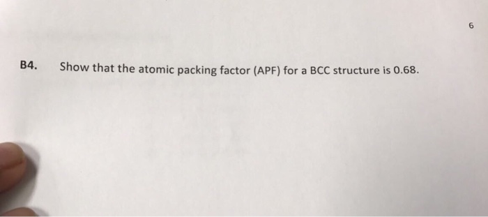 Solved Show that the atomic packing factor (APF) for a BCC | Chegg.com