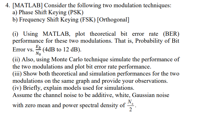 4. [MATLAB] Consider the following two modulation | Chegg.com