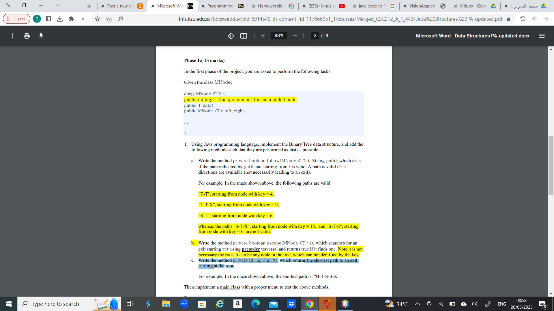 Solved Problem Definition: A player wants to escape a maze | Chegg.com