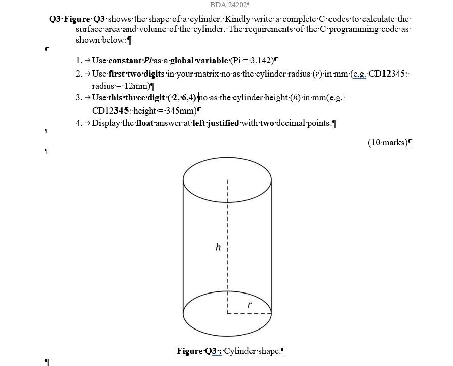 Solved BDA-24202 Q3. Figure Q3.shows the shape of a | Chegg.com