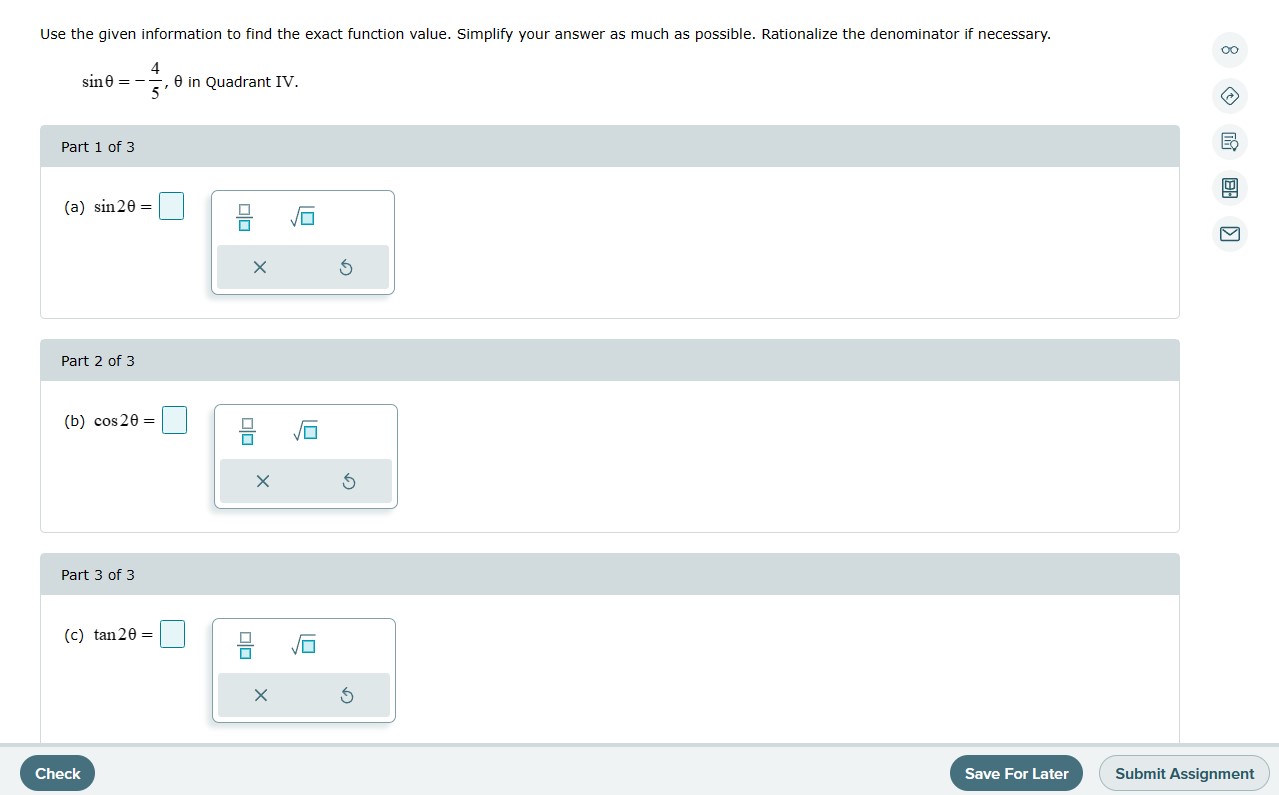 Solved Use the given information to find the exact function | Chegg.com
