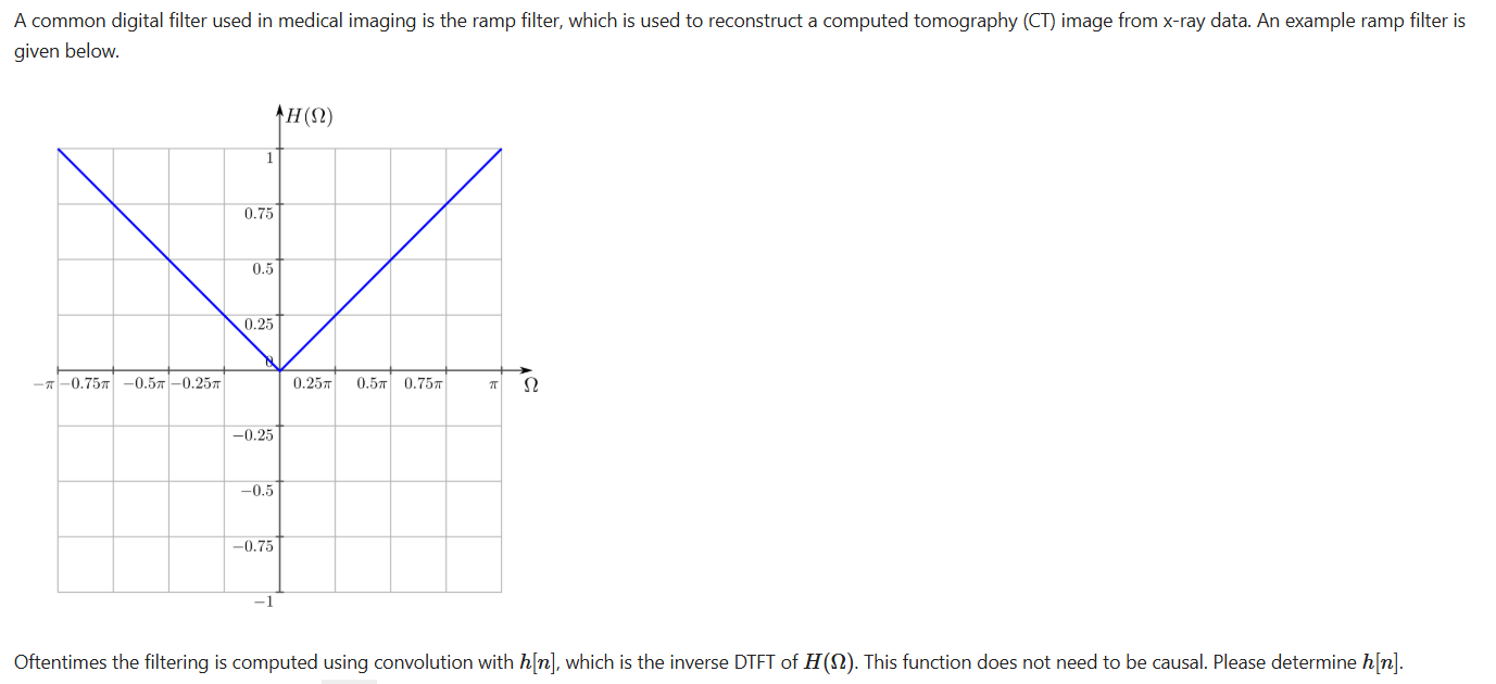 Solved A common digital filter used in medical imaging is | Chegg.com