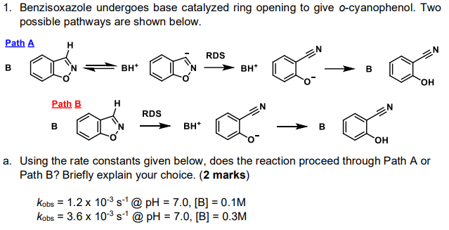 Solved 1. Benzisoxazole undergoes base catalyzed ring | Chegg.com