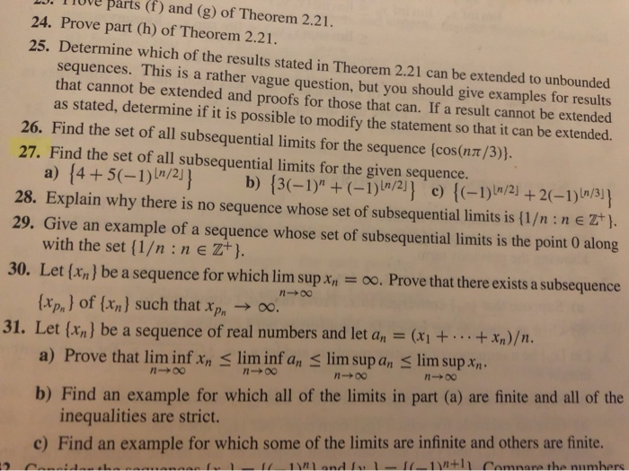 Solved J. Thove parts (f) and (g) of Theorem 2.21. 24. Prove | Chegg.com
