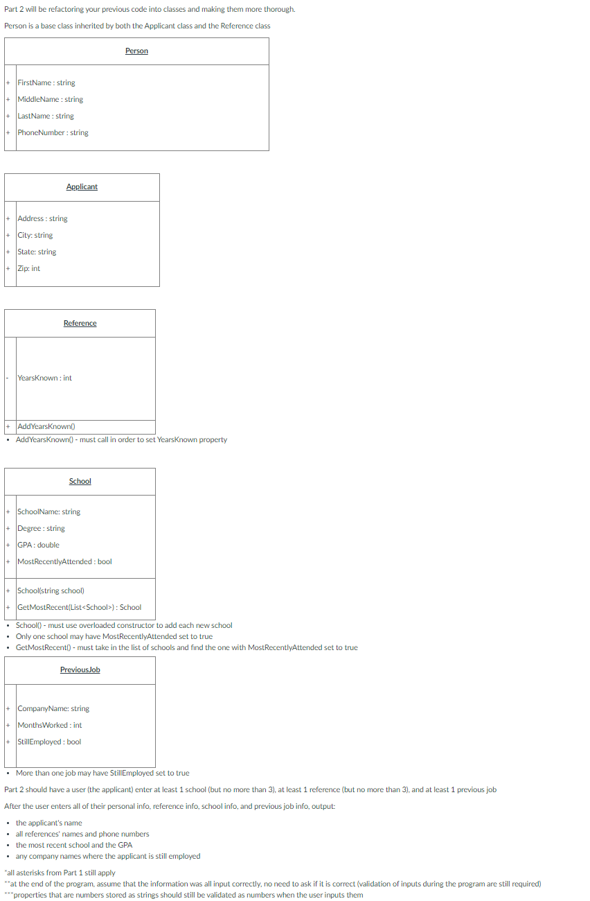 Solved Part 2 will be refactoring your previous code into | Chegg.com