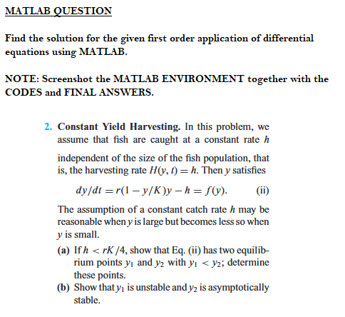 Solved MATLAB QUESTION Find the solution for the given first | Chegg.com