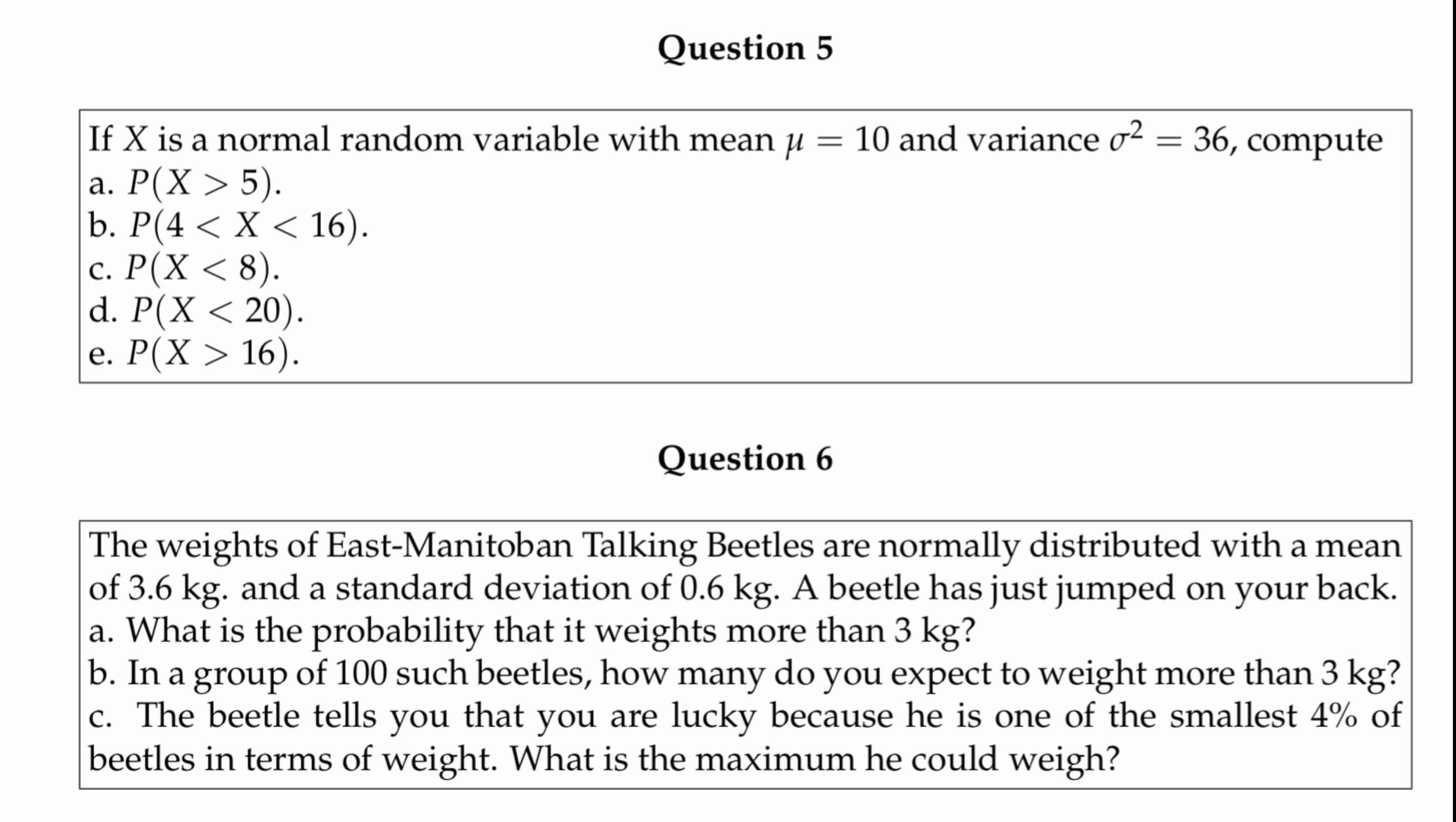 Solved Question 5If x is ﻿a normal random variable with mean | Chegg.com