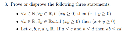 Solved 3. Prove or disprove the following three statements. | Chegg.com
