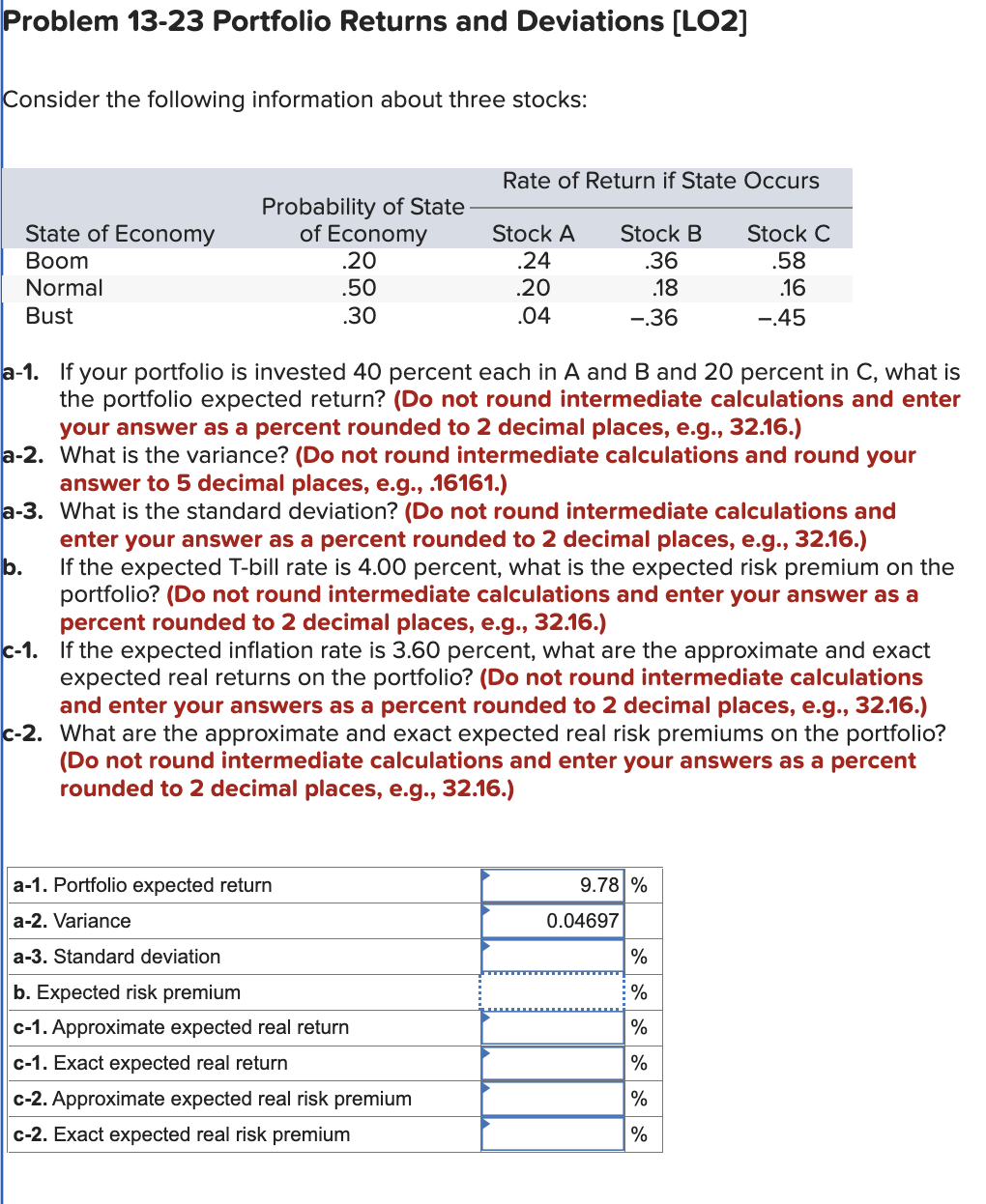 Solved Problem 13-23 Portfolio Returns and Deviations [LO2] | Chegg.com