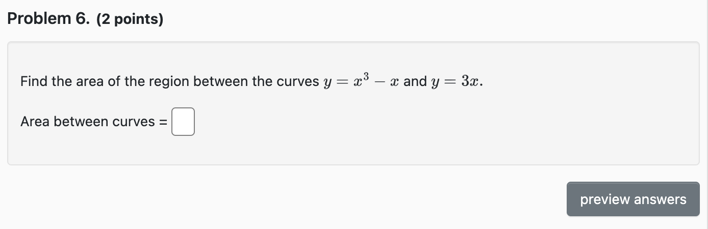 Solved Find the area of the region between the curves y=x3−x | Chegg.com