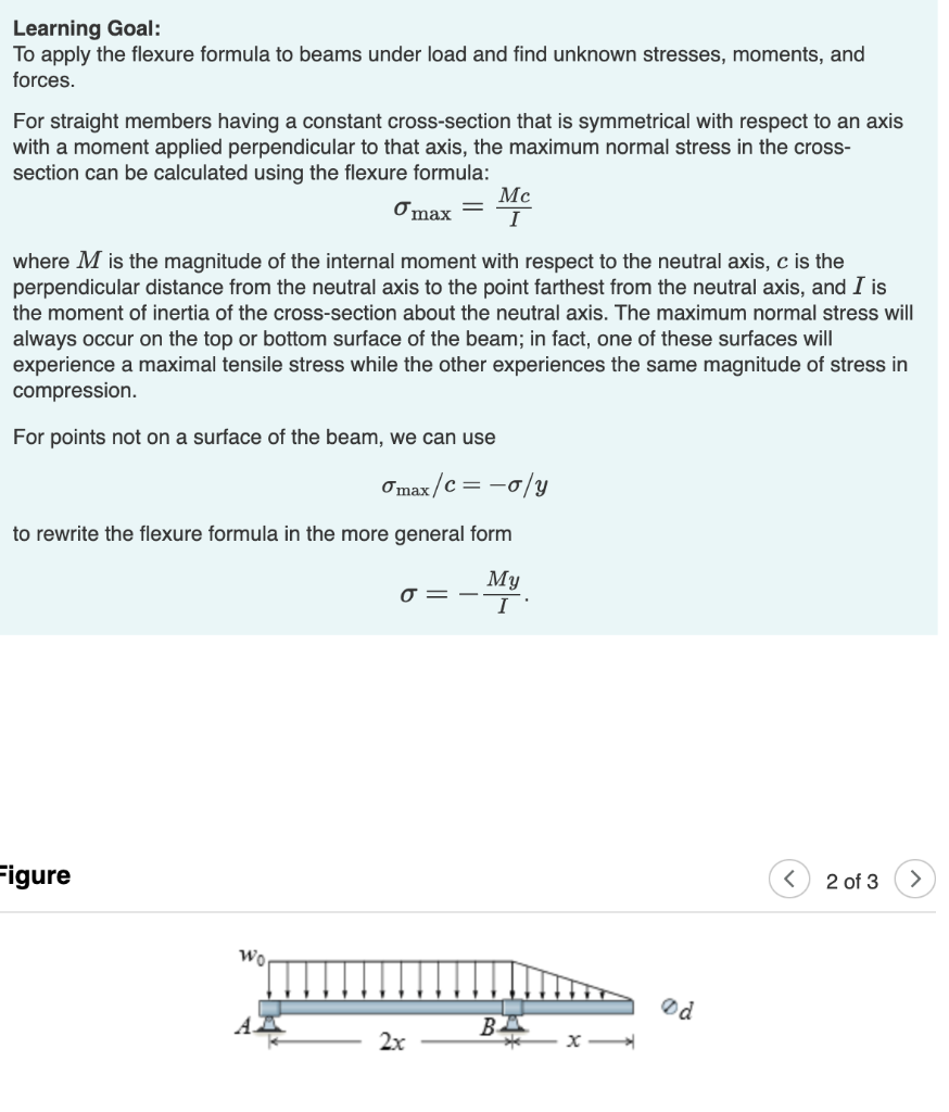Solved Learning Goal: To apply the flexure formula to beams | Chegg.com