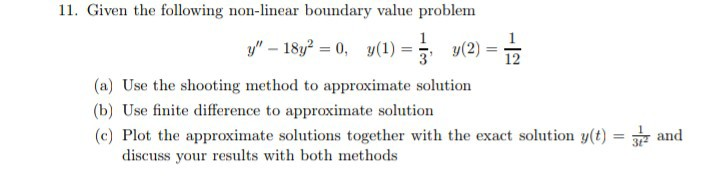 Solved 11. Given the following non-linear boundary value | Chegg.com