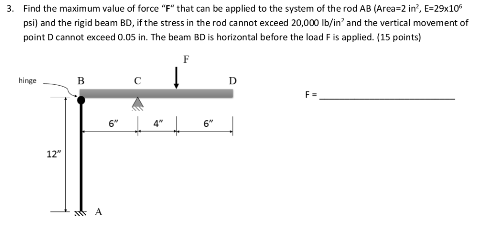 Solved 3. Find the maximum value of force "F" that can be | Chegg.com