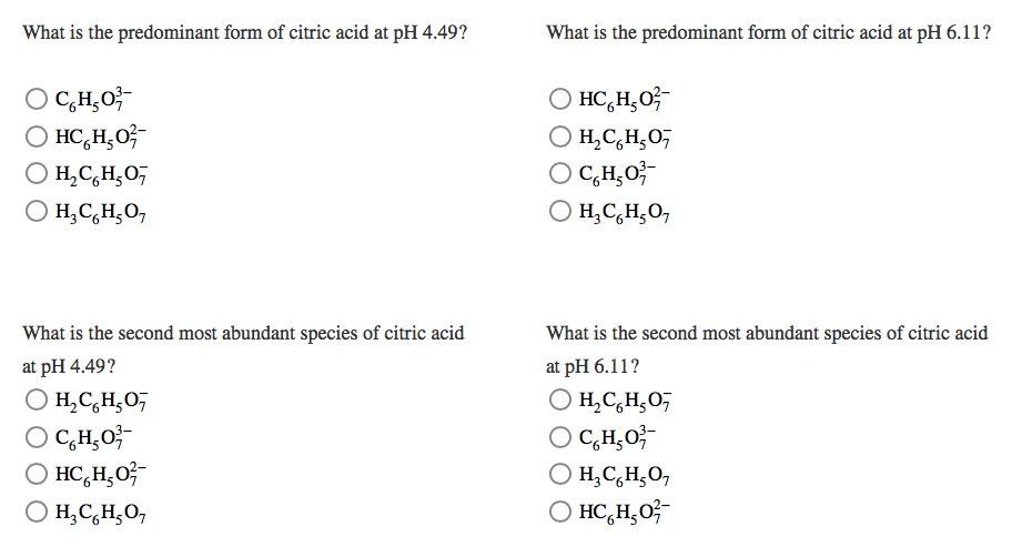 Solved Citric acid ( H3C6H5O7 ) has p𝐾a values of 3.128 ( | Chegg.com