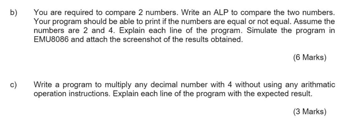 Solved This question should right on emu 8086 kindly give me | Chegg.com